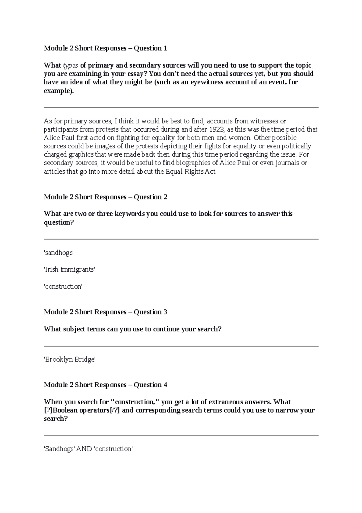Module Two Short Answer HIS 200 Applied History - Module 2 Short ...