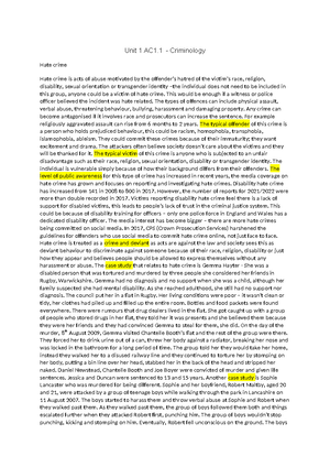 Criminology Unit 2 AC1 - My notes for unit 2 1.1 - Criminology Unit 2 ...