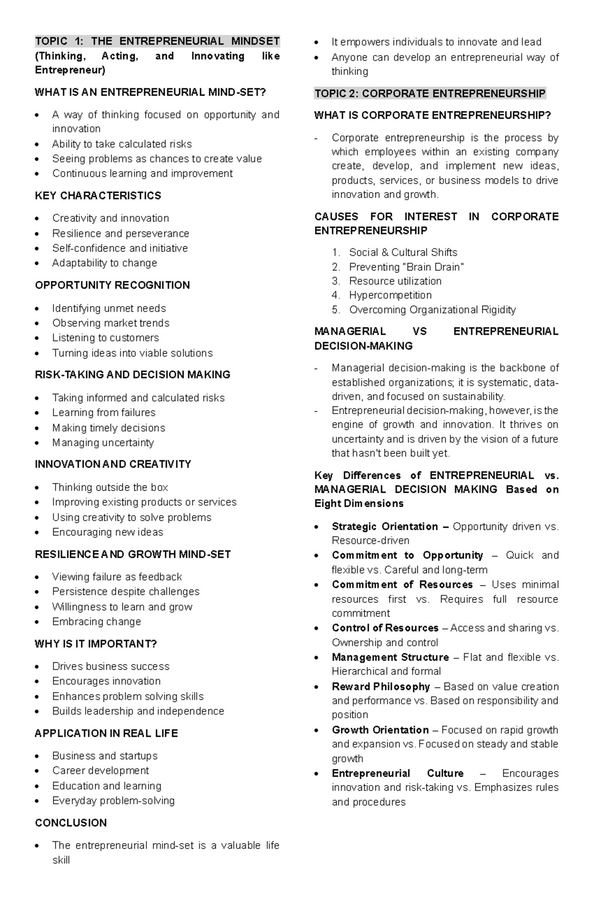 Entrep-Reviewer: Prelim Notes on Entrepreneurial Mindset & Corporate ...