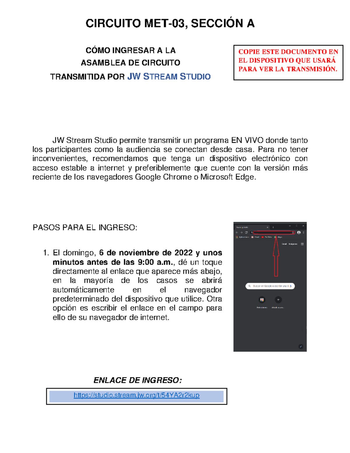 Guía para Ingreso a la Asamblea de Circuito en JW Stream Studio - MET ...