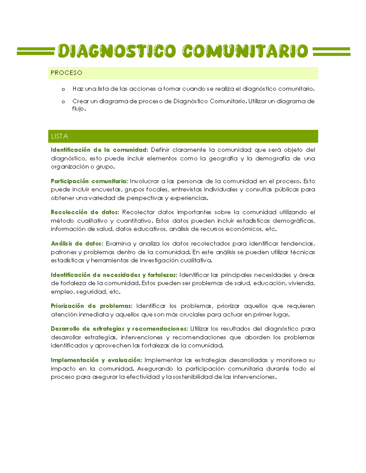 Diagnóstico Comunitario: Proceso y Estrategias de Intervención - Studocu