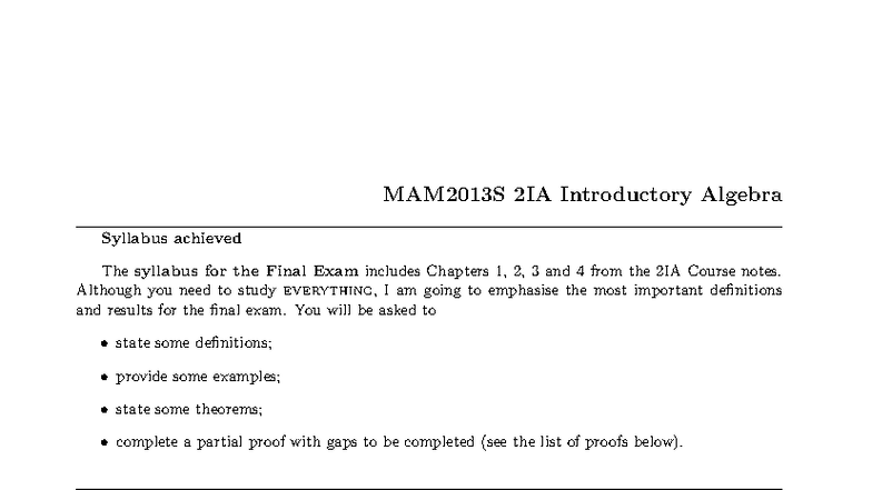 MAM2013S 2IA Final Exam Breakdown: Key Topics & Definitions - Studocu