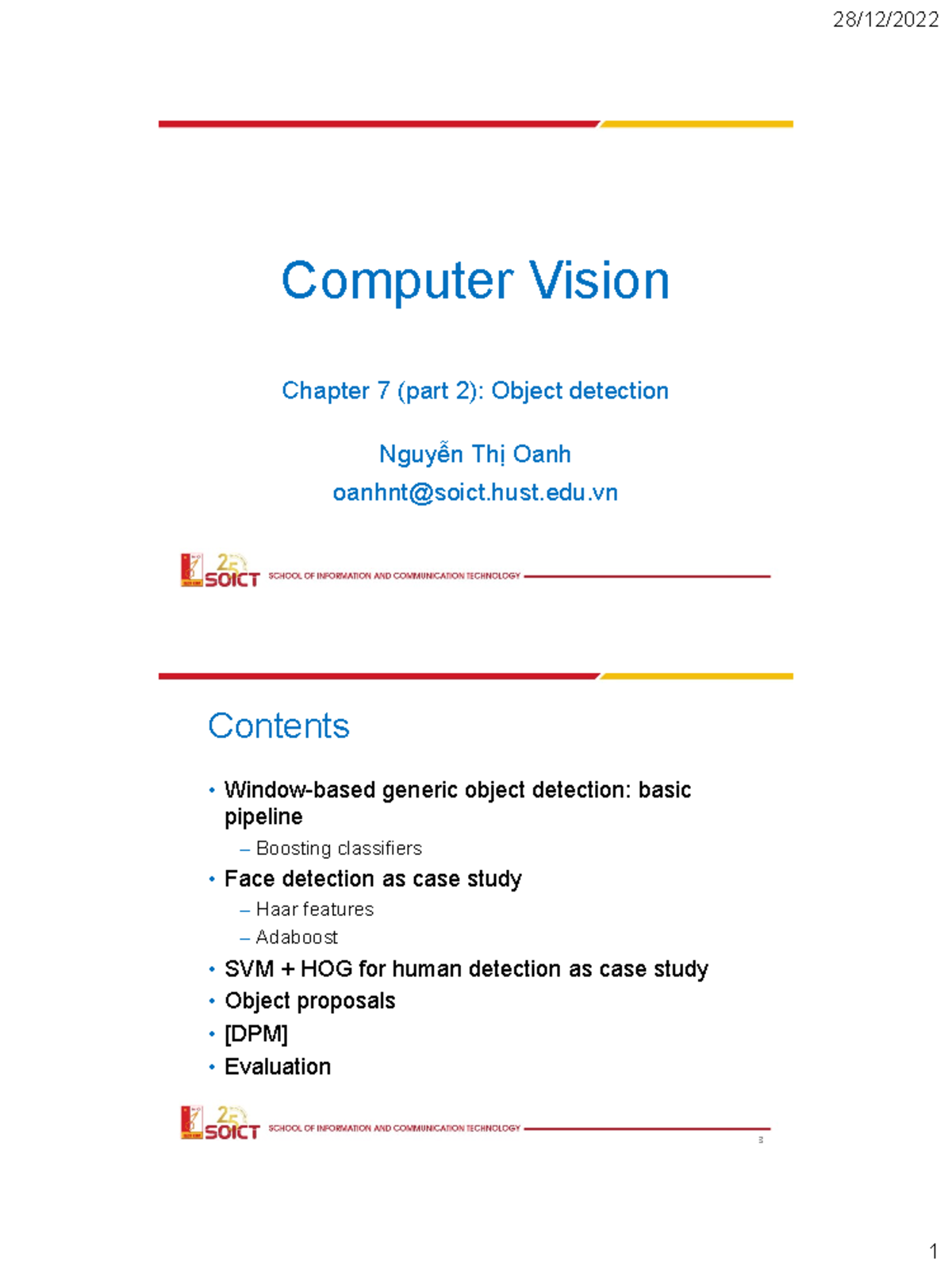 Computer Vision: Chapter 7 - Object Detection (Part 2) - Studocu