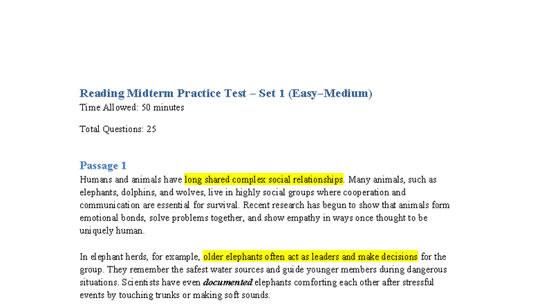 Reading Midterm Practice Test FULL Questions - Reading Midterm Practice ...