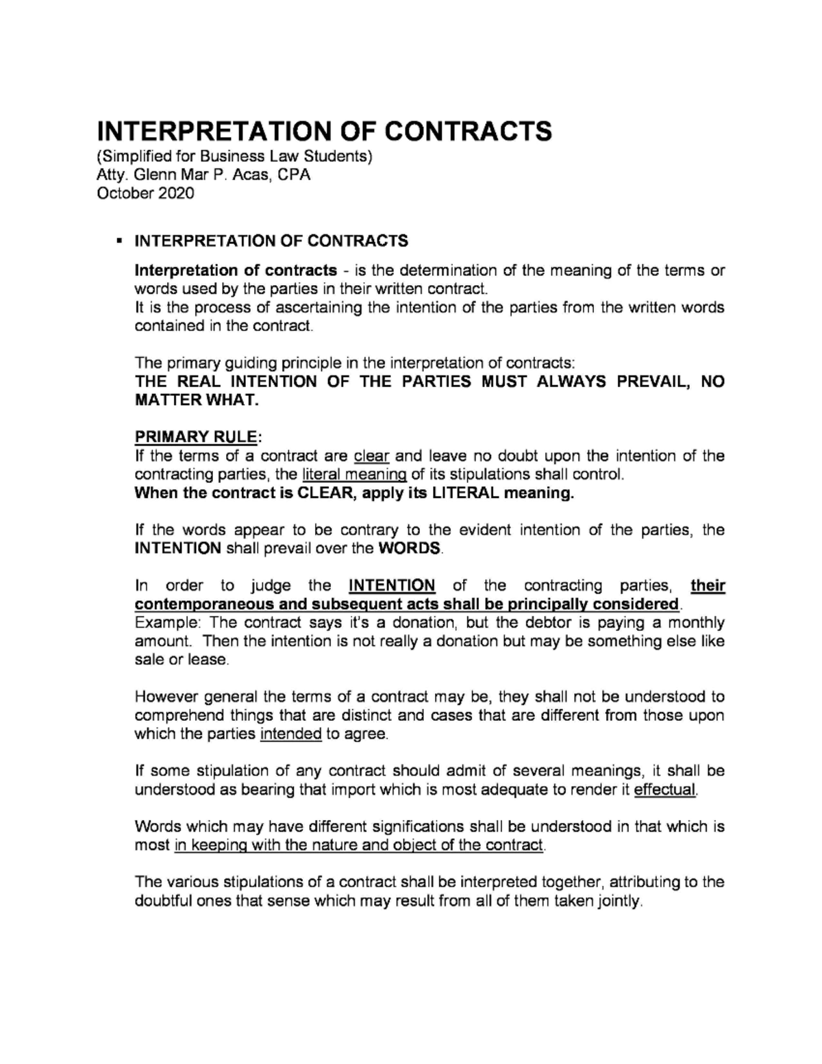 07C Interpretation of Contracts - INTERPRETATION OF CONTRACTS ...