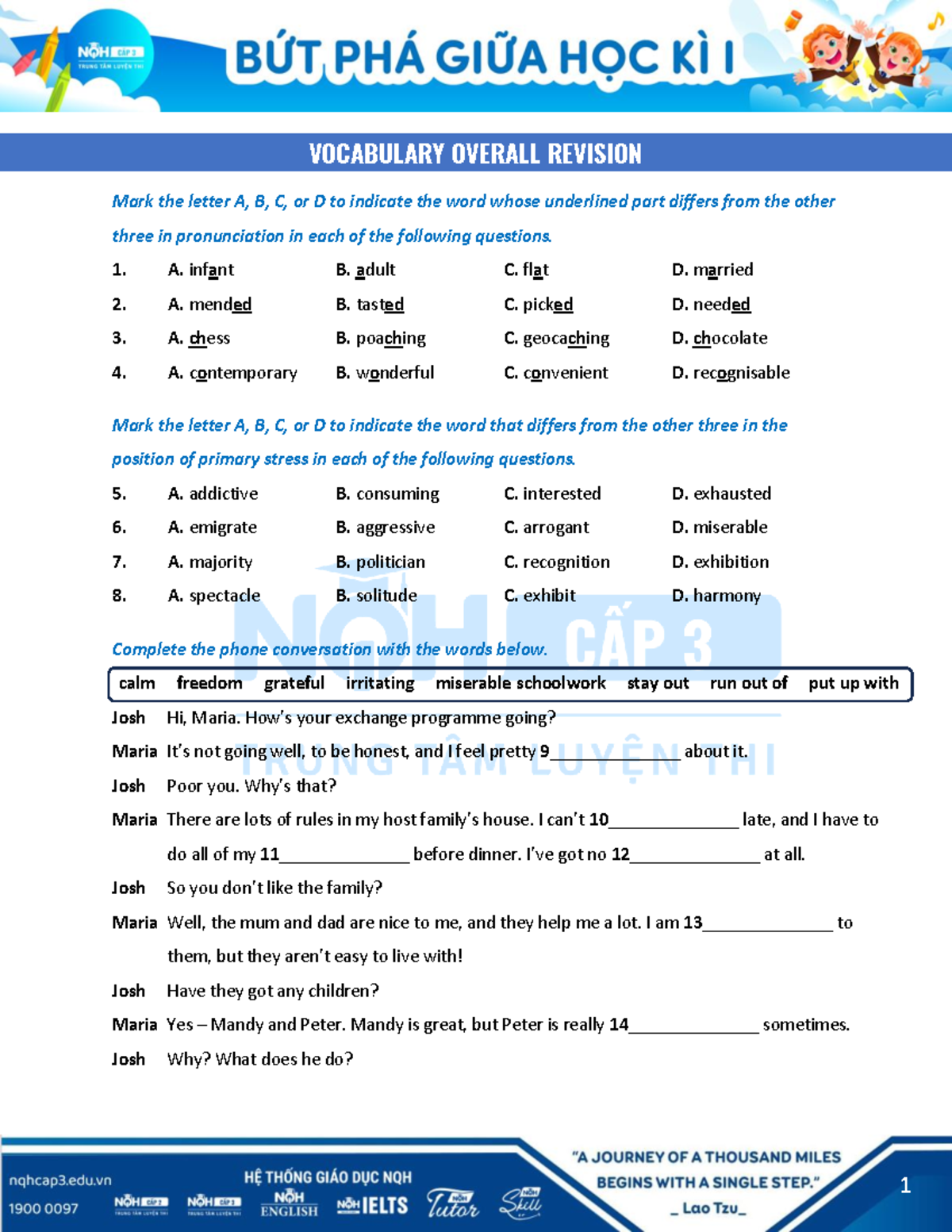 [2K9] GKI - Vocabulary Overall Revision and Practice - Studocu