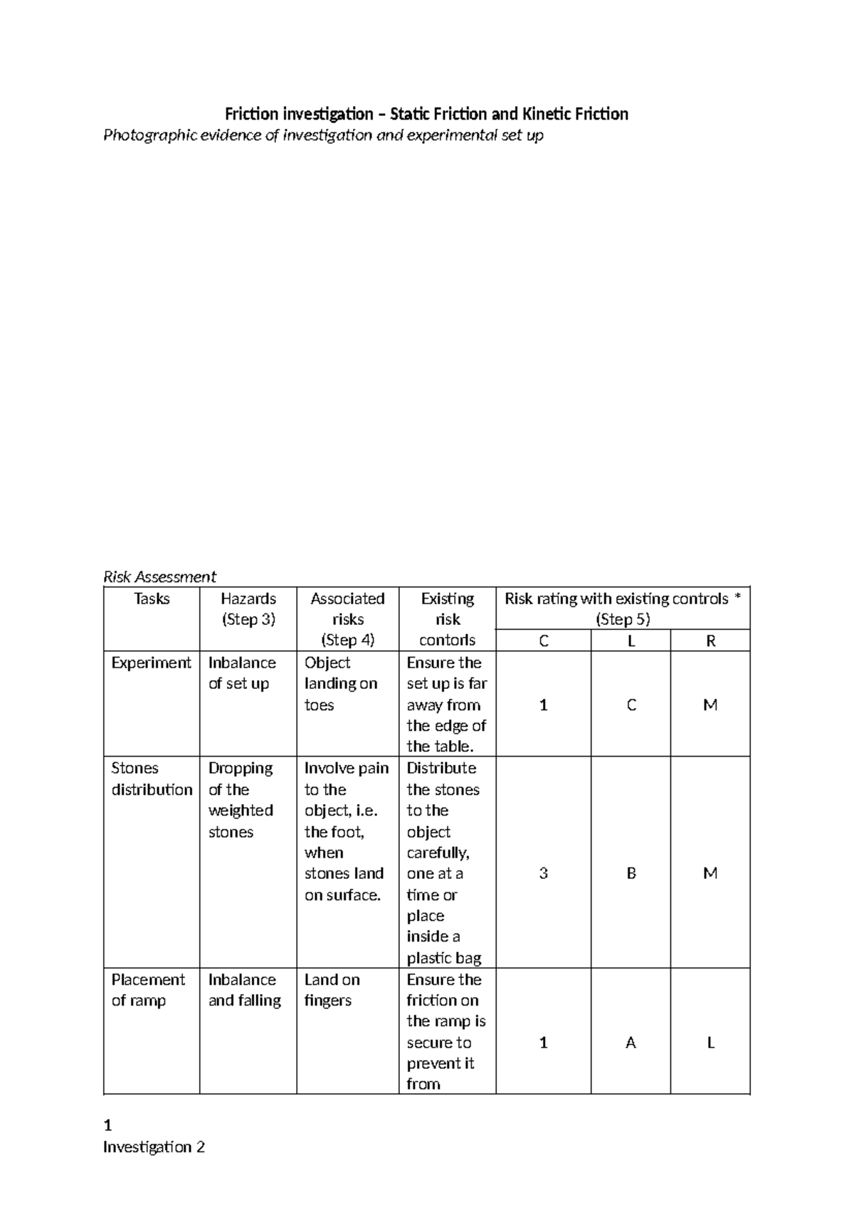 Friction Investigation: Static and Kinetic Friction Analysis - Studocu