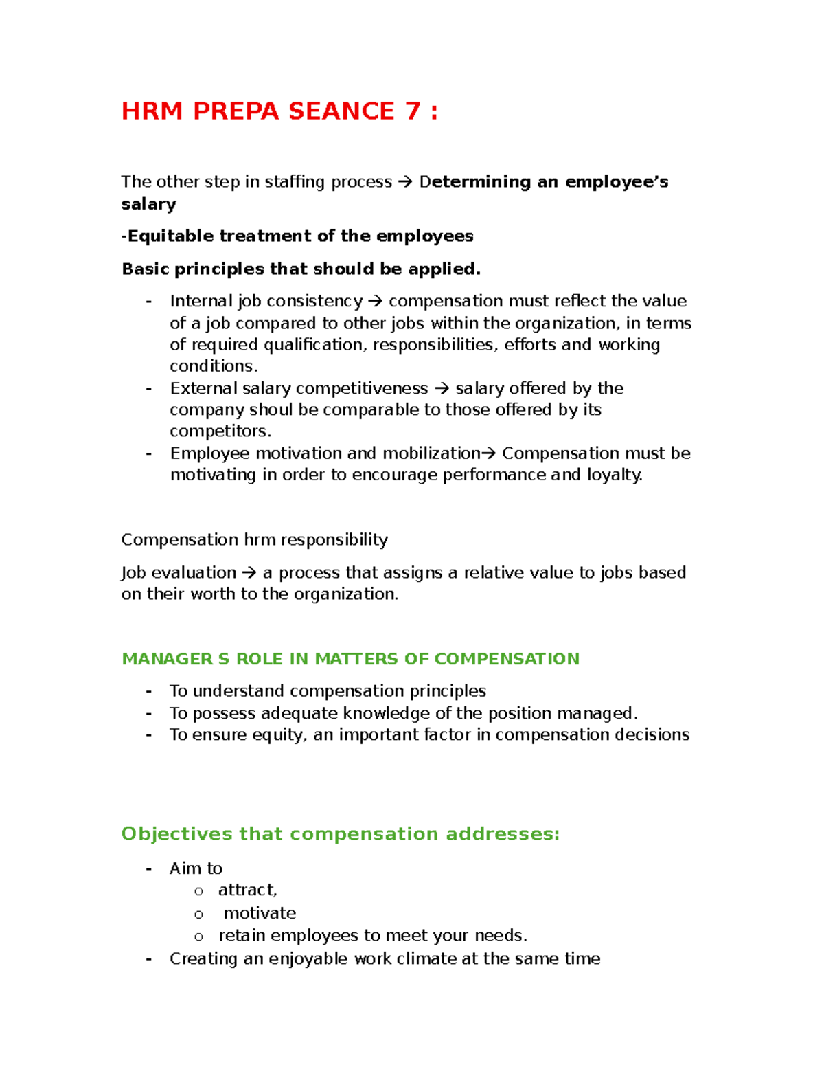 HRM PREPA SEANCE 7: Principles of Employee Compensation and Equity ...