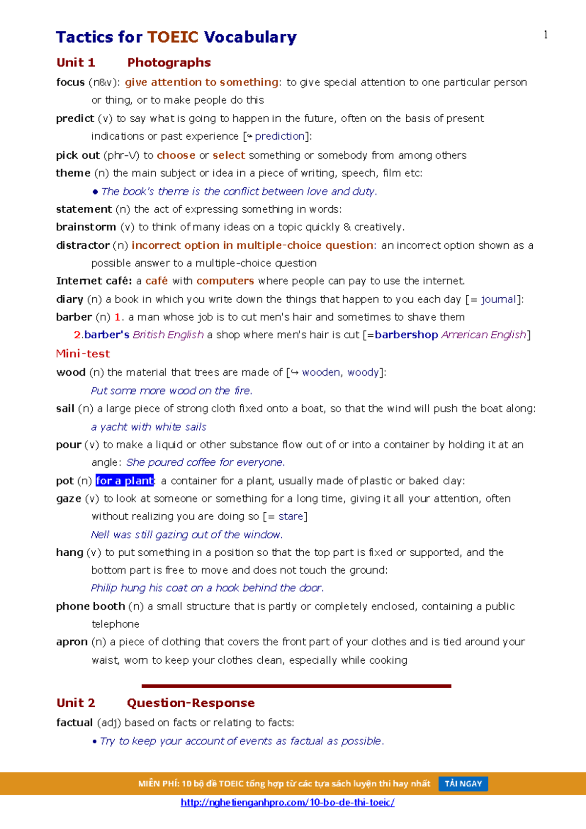 TOEIC Vocabulary Strategies: Units 1-18 Overview - Studocu
