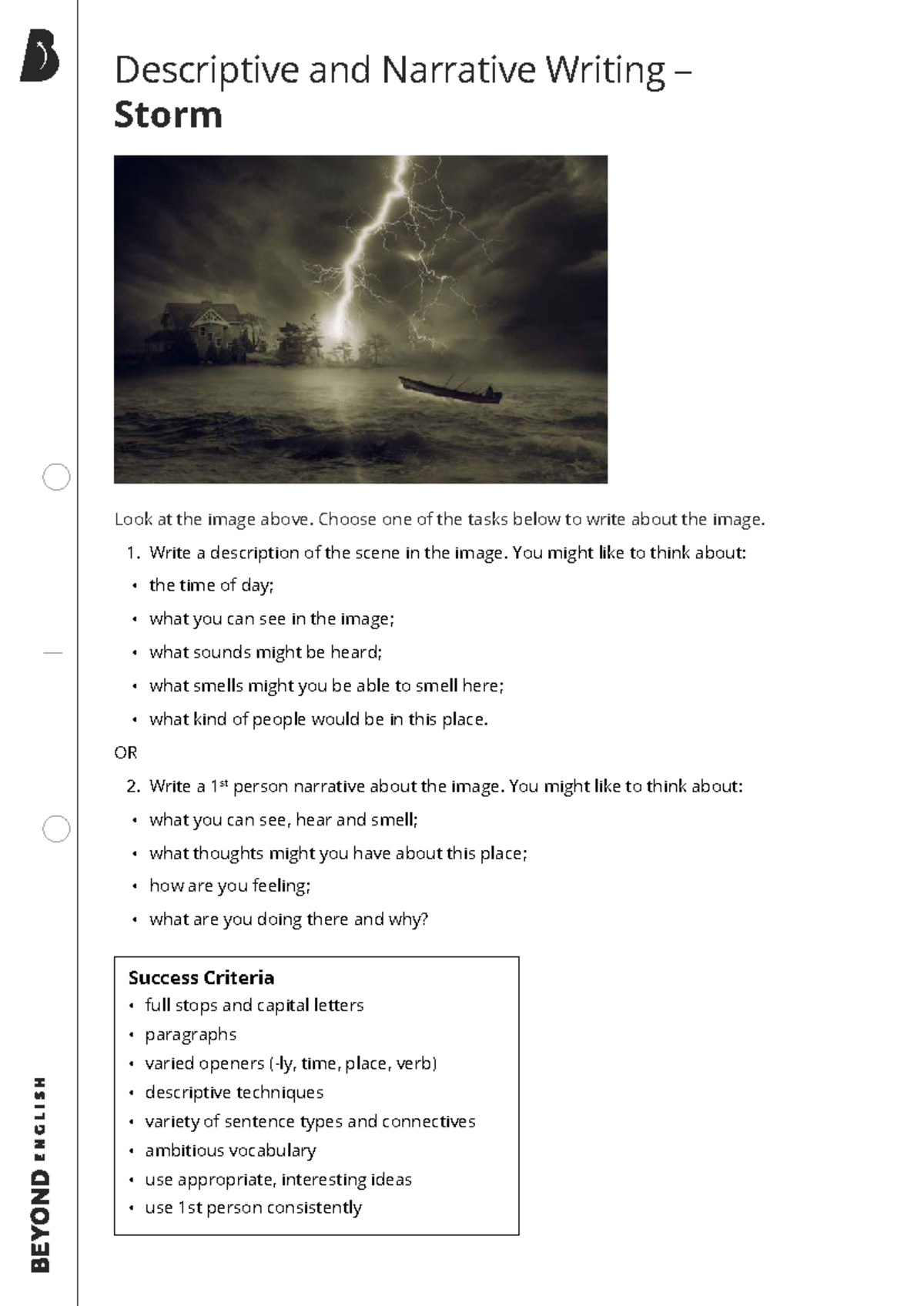 Descriptive and Narrative Writing Task: Image Analysis Essay - Studocu