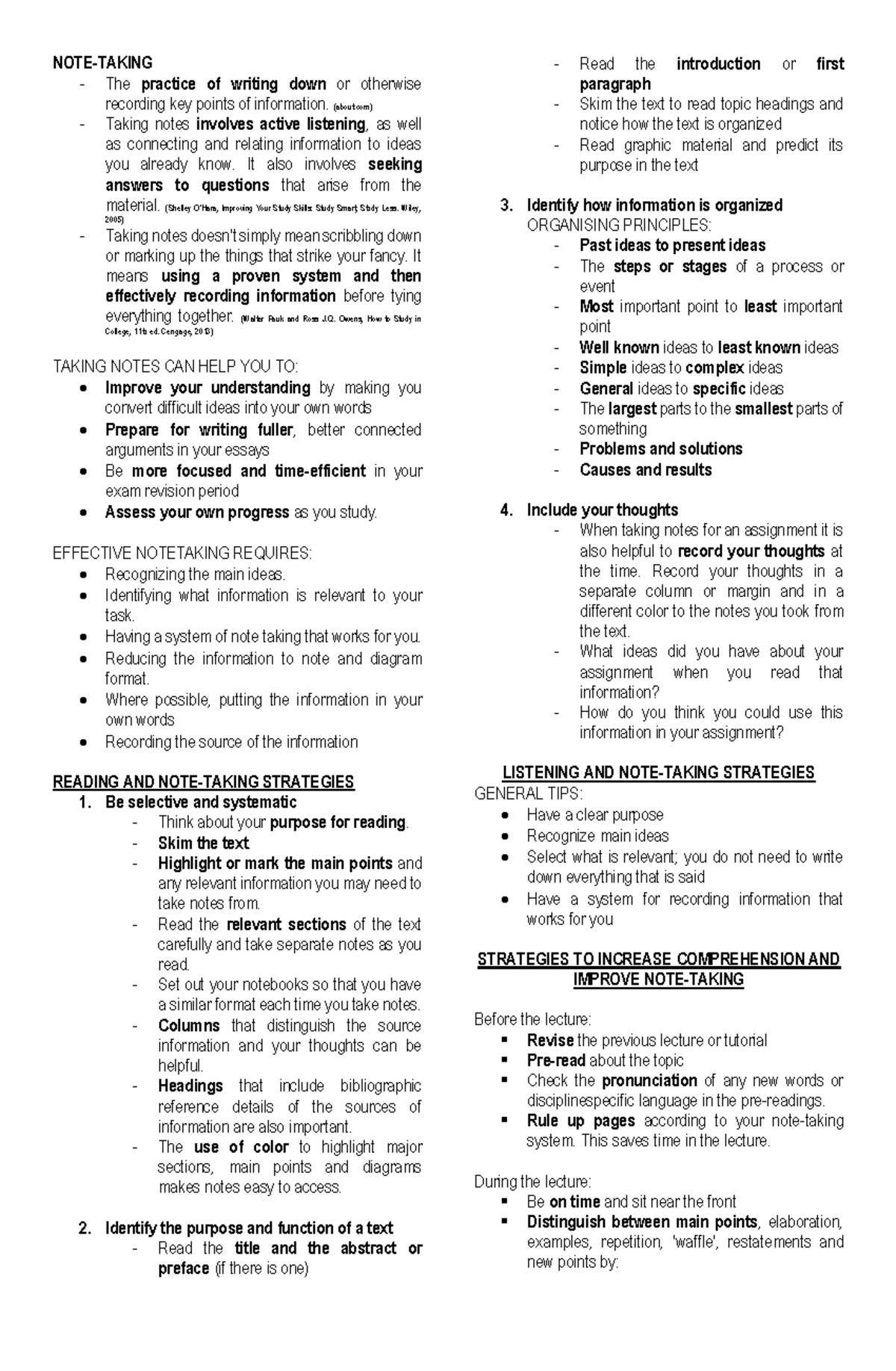 ENG- Prelim- Reviewer - NOTE-TAKING The practice of writing down or ...