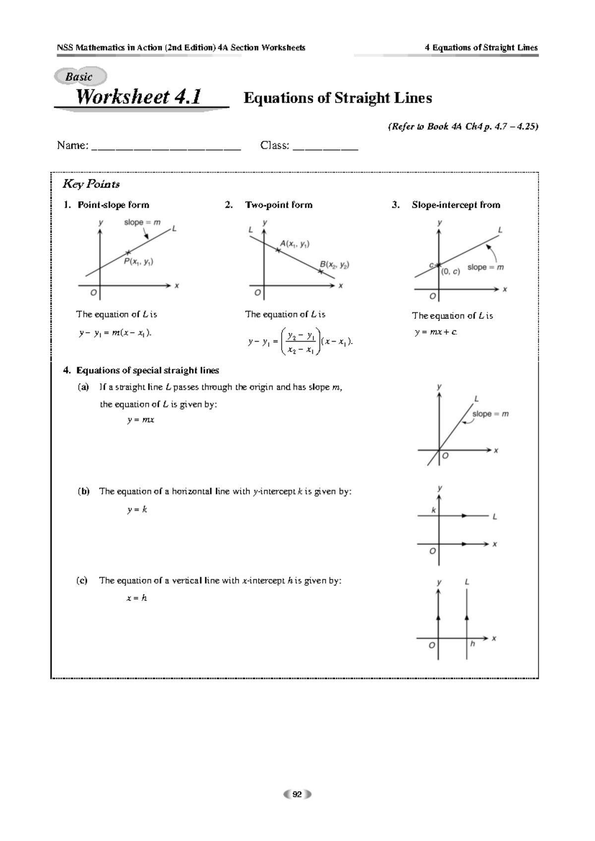 4A04 WS 01e - Mathematics Practice Paper on Straight Lines - Studocu