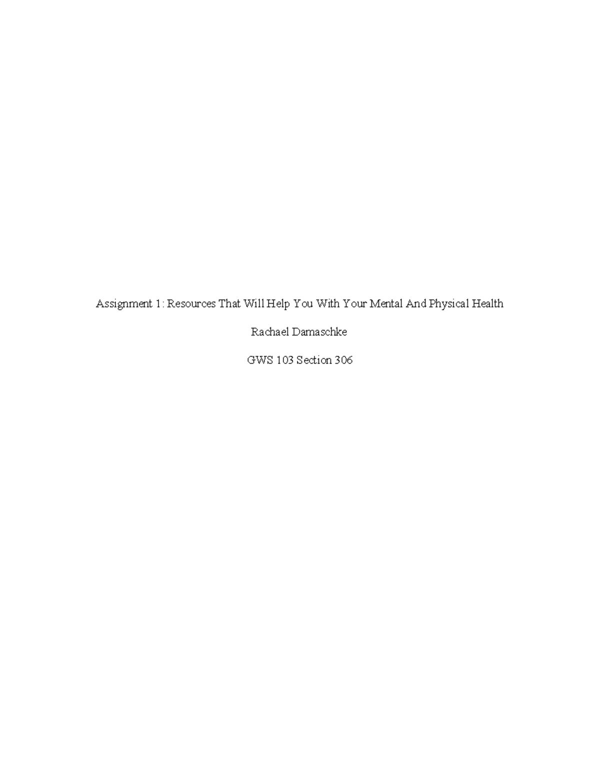 Assignment 1: Resource Scavenger Hunt - Assignment 1: Resources That ...
