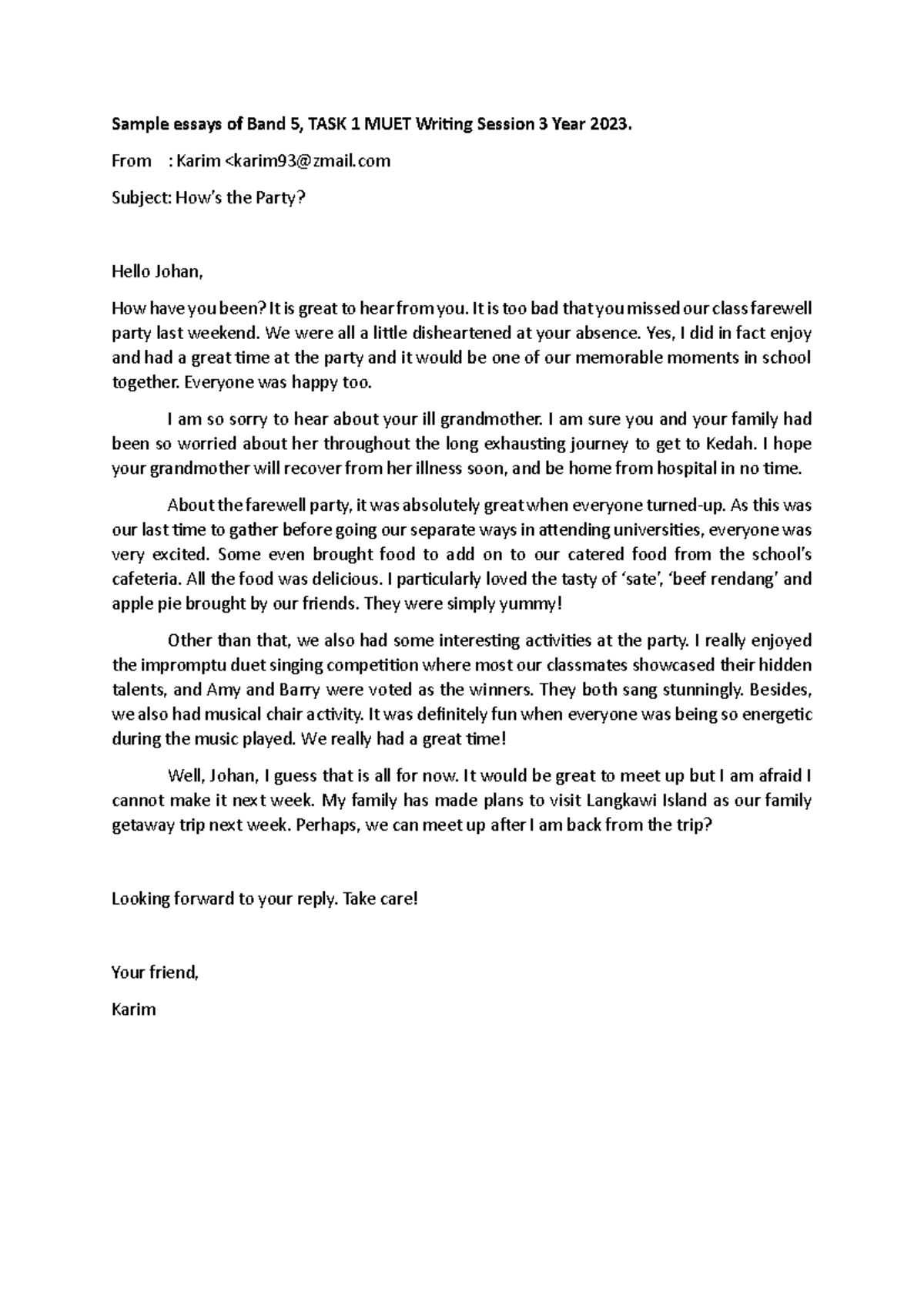 MUET 2023 Sample Essays for Band 5 - TASK 1 & TASK 2 Analysis - Studocu