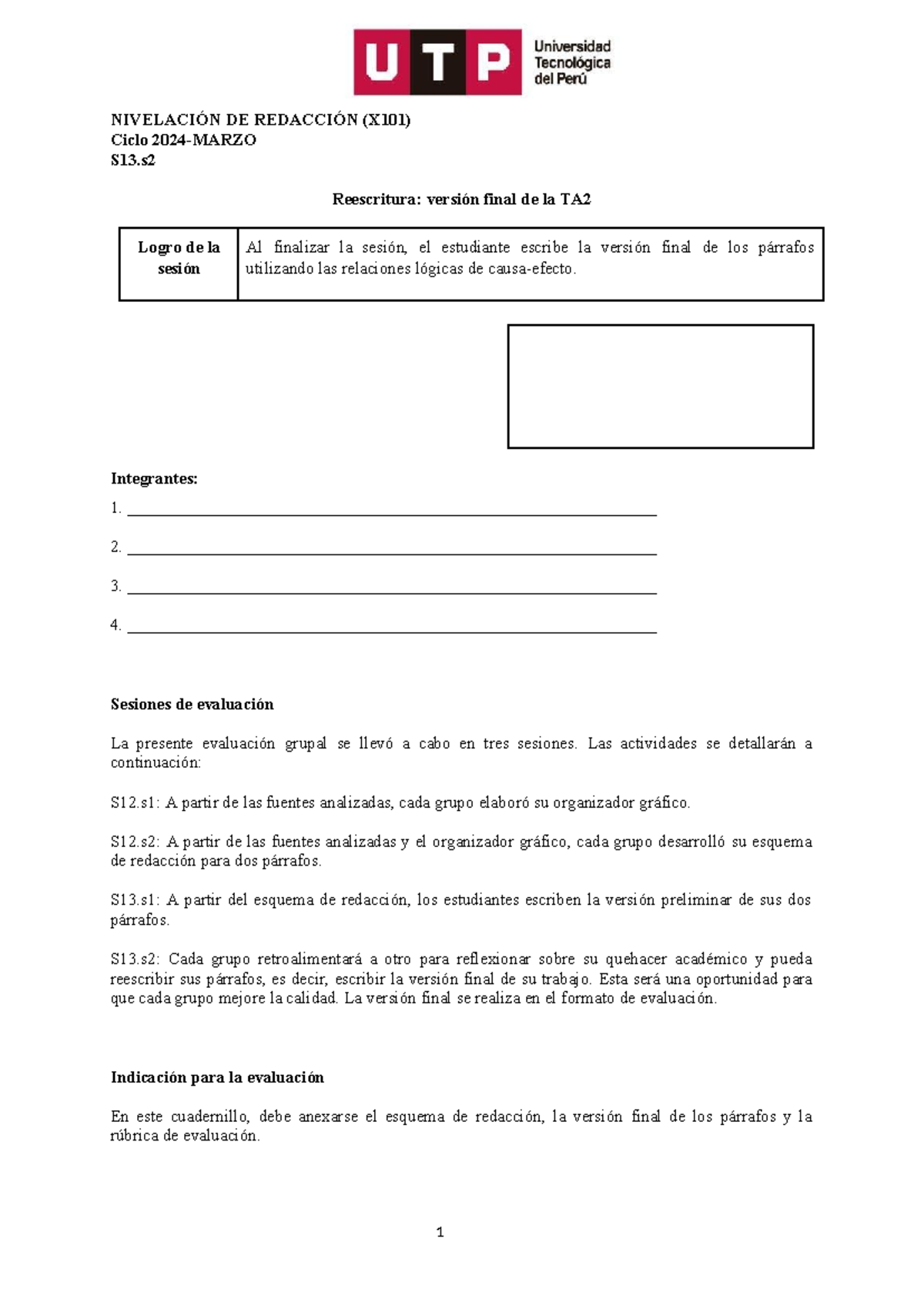 Reescritura Final de Párrafos - NIVELACIÓN DE REDACCIÓN (X101) - Studocu