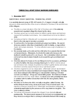 Grade 11 English: Analysis of "Things Fall Apart" by Achebe - Studocu