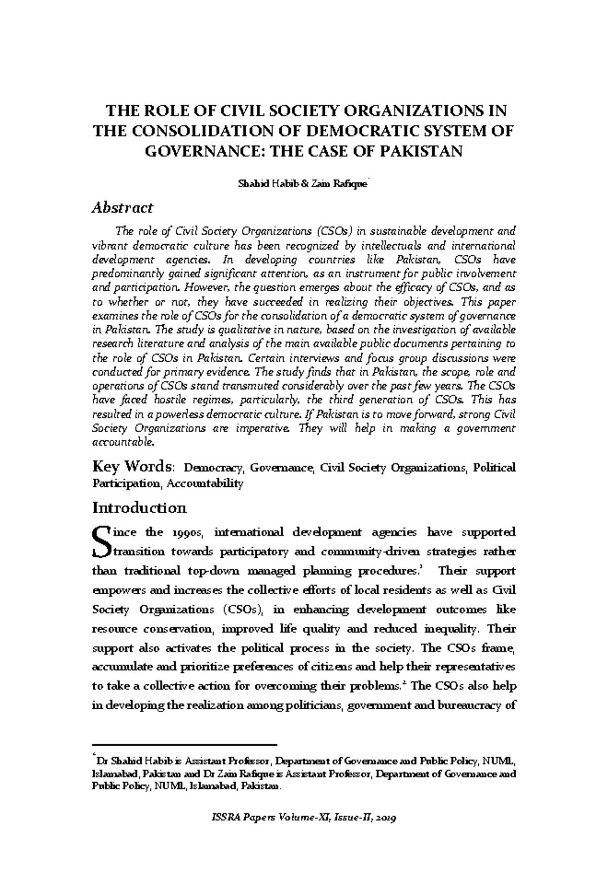 CSO Impact on Democratic Governance in Pakistan: A Case Study - Studocu