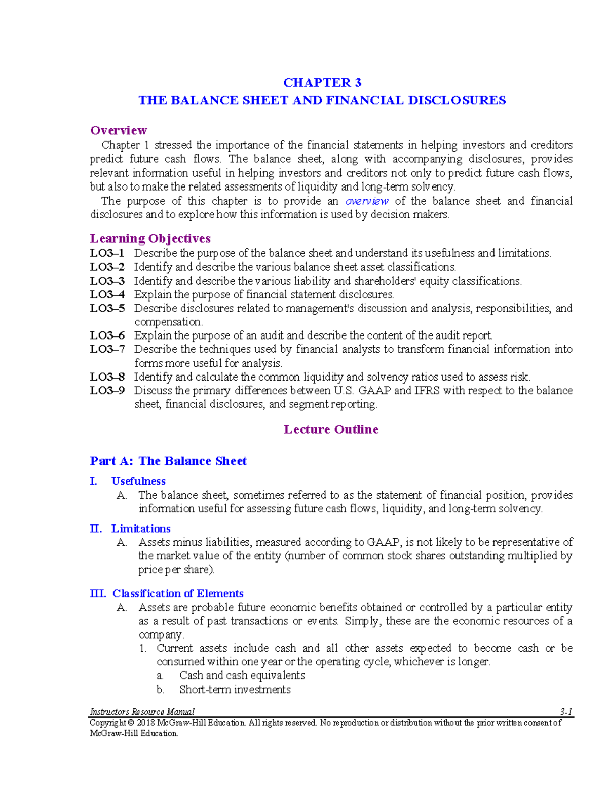 Chapter 3: The Balance Sheet & Financial Disclosures Overview (FIN 101 ...