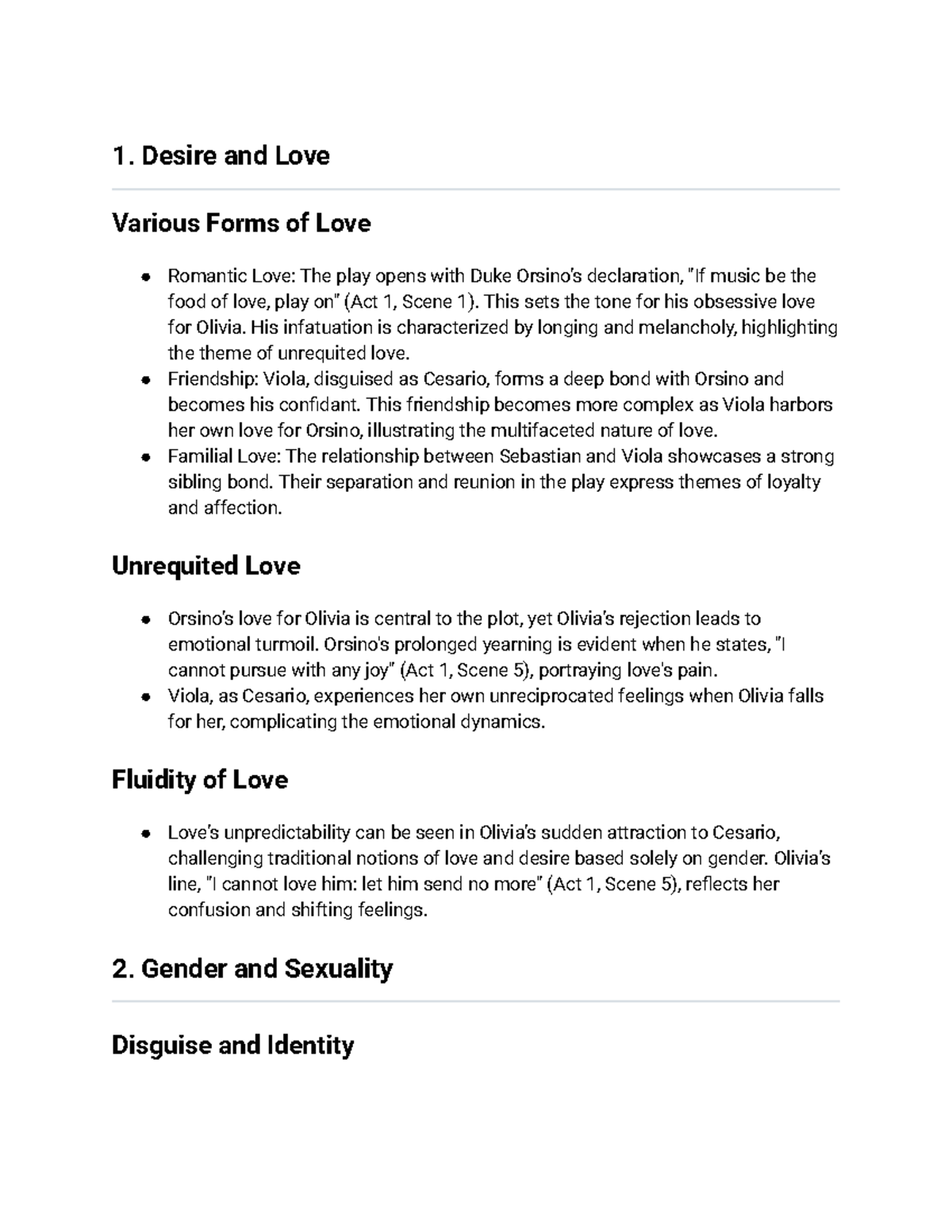 Twelfth Night CSEC Notes: Exploring Love, Identity, and Deception - Studocu