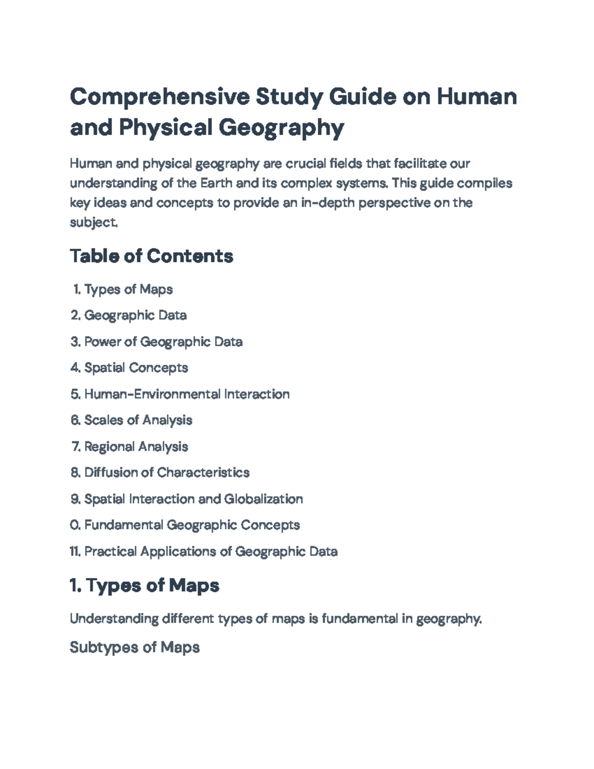 Comprehensive Study Guide: Human and Physical Geography (Course Code ...