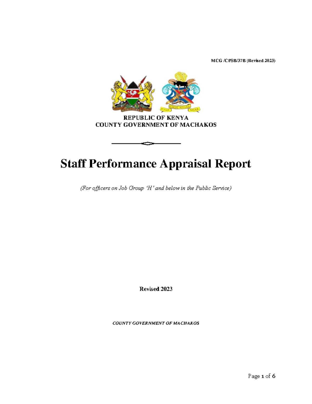 MCG 37B Staff Performance Appraisal Report Revised 2023 - Studocu
