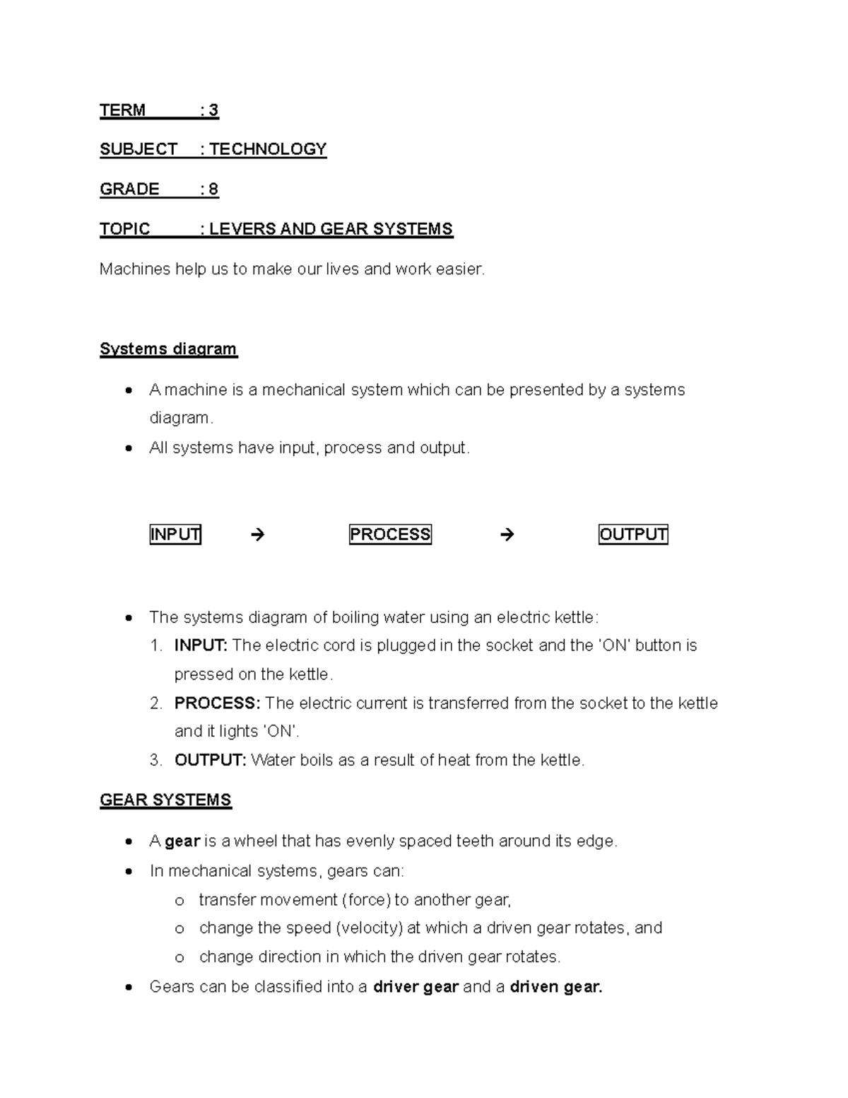 Understanding GEAR Systems and Levers in Technology (MA - 042932) - Studocu