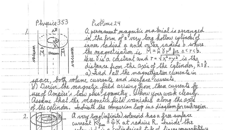 Physics 353 Homework Problems 24: Magnetization and Magnetic Fields - Studocu