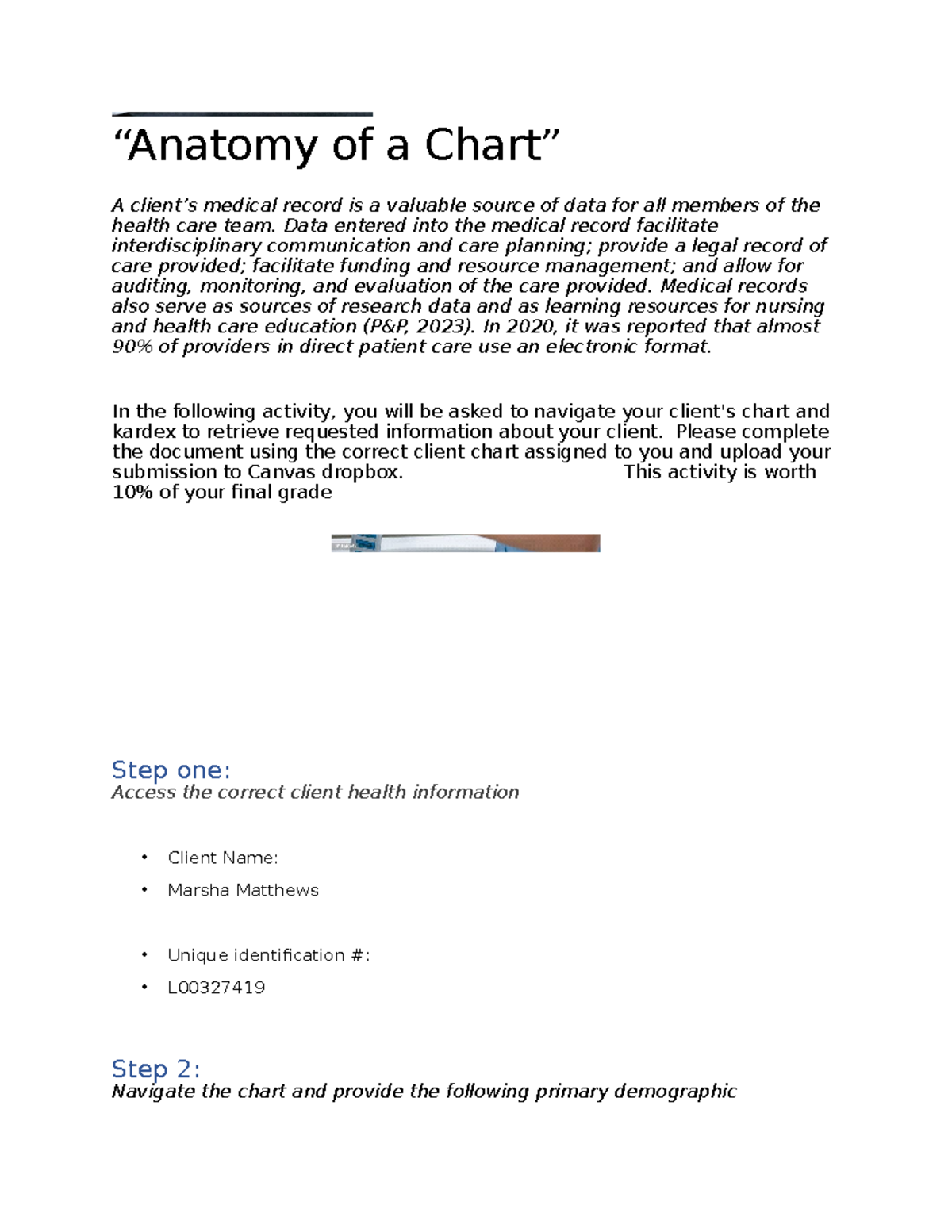 Anatomy of the Chart activity Marsha (group activity) - “Anatomy of a ...
