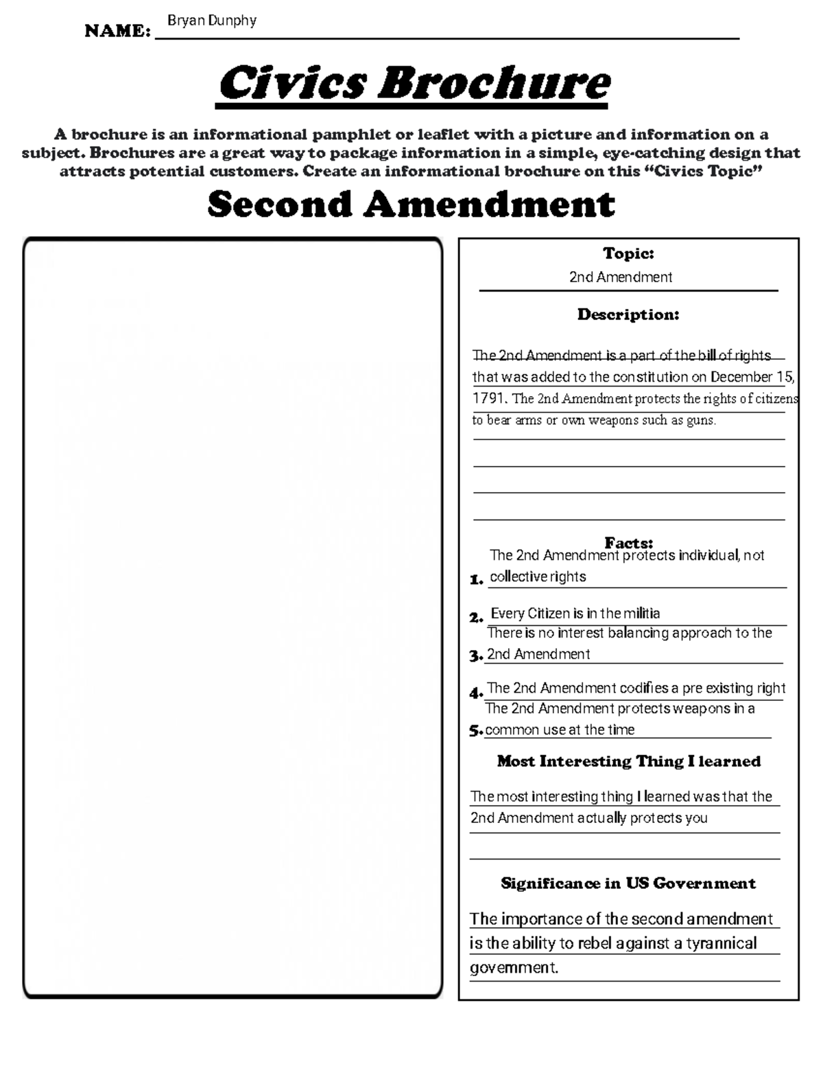Civics Brochure on the Second Amendment: Informative Guide - Studocu