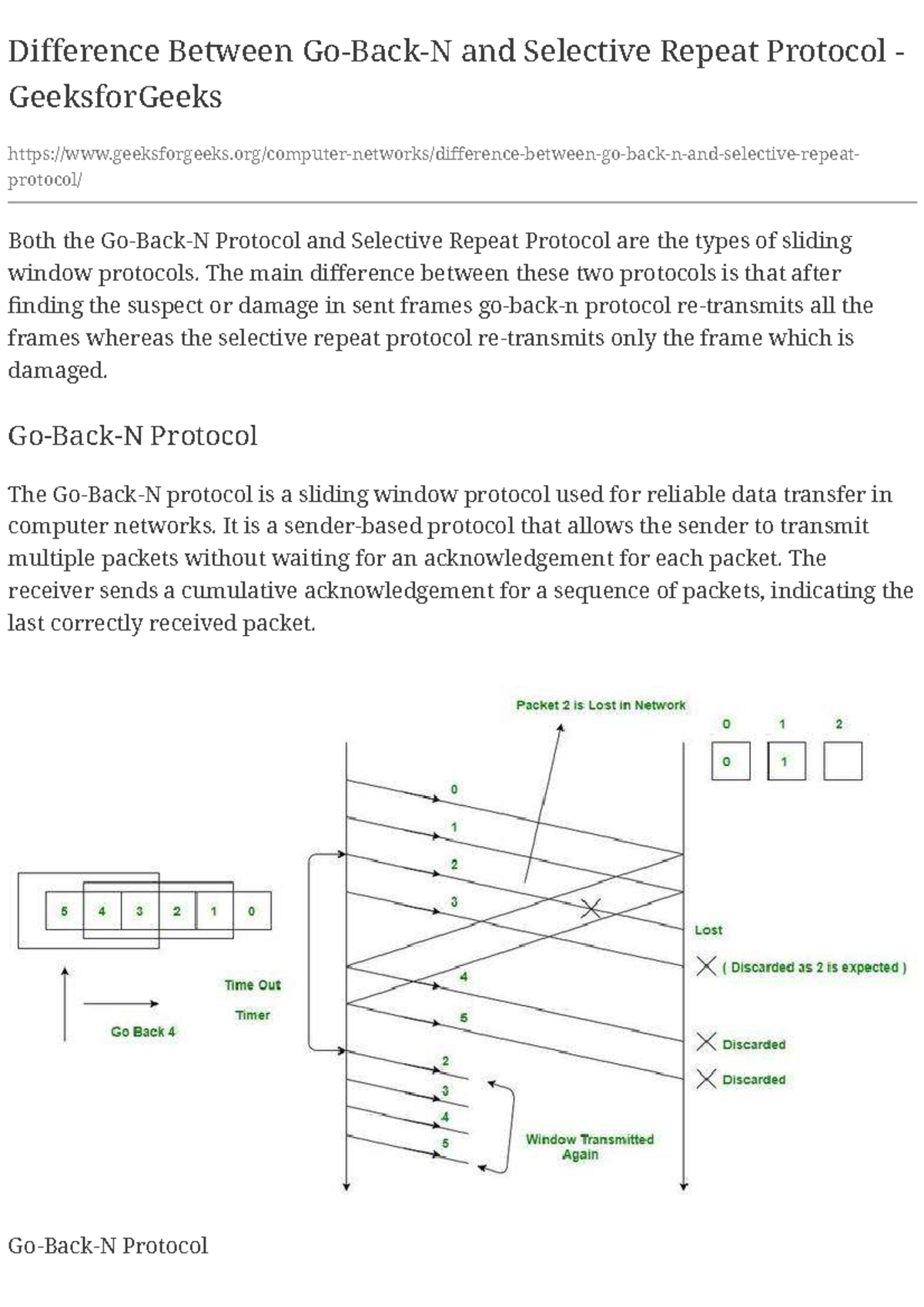 Difference Between GBN and Selective Repeat Protocols - Studocu