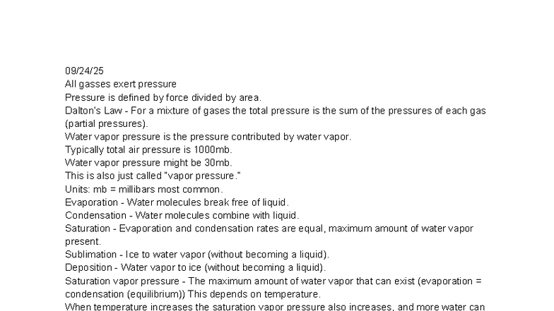 Argon (Exam 2) - Comprehensive Practice Notes on Gas Laws and Humidity ...