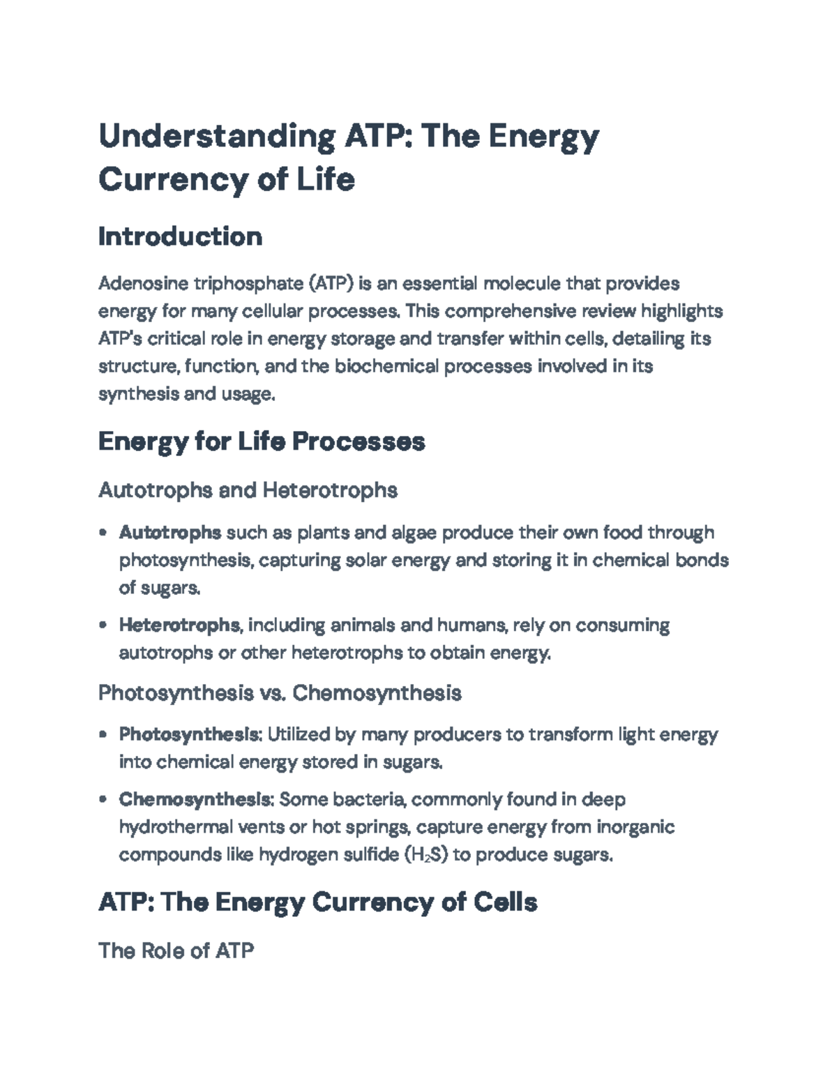 Understanding ATP: The Energy Currency of Life (Biology 101 ...