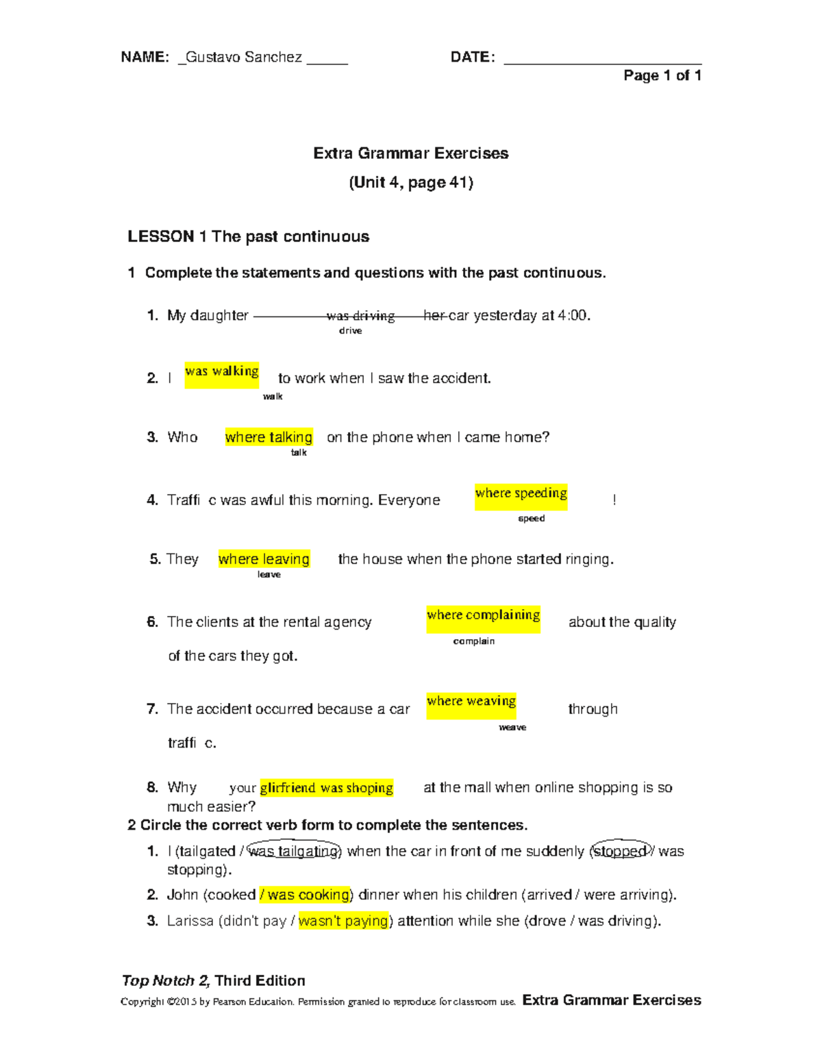 Unit 04 Extra Grammar Exercises - Inglés I - UNITEC - Studocu
