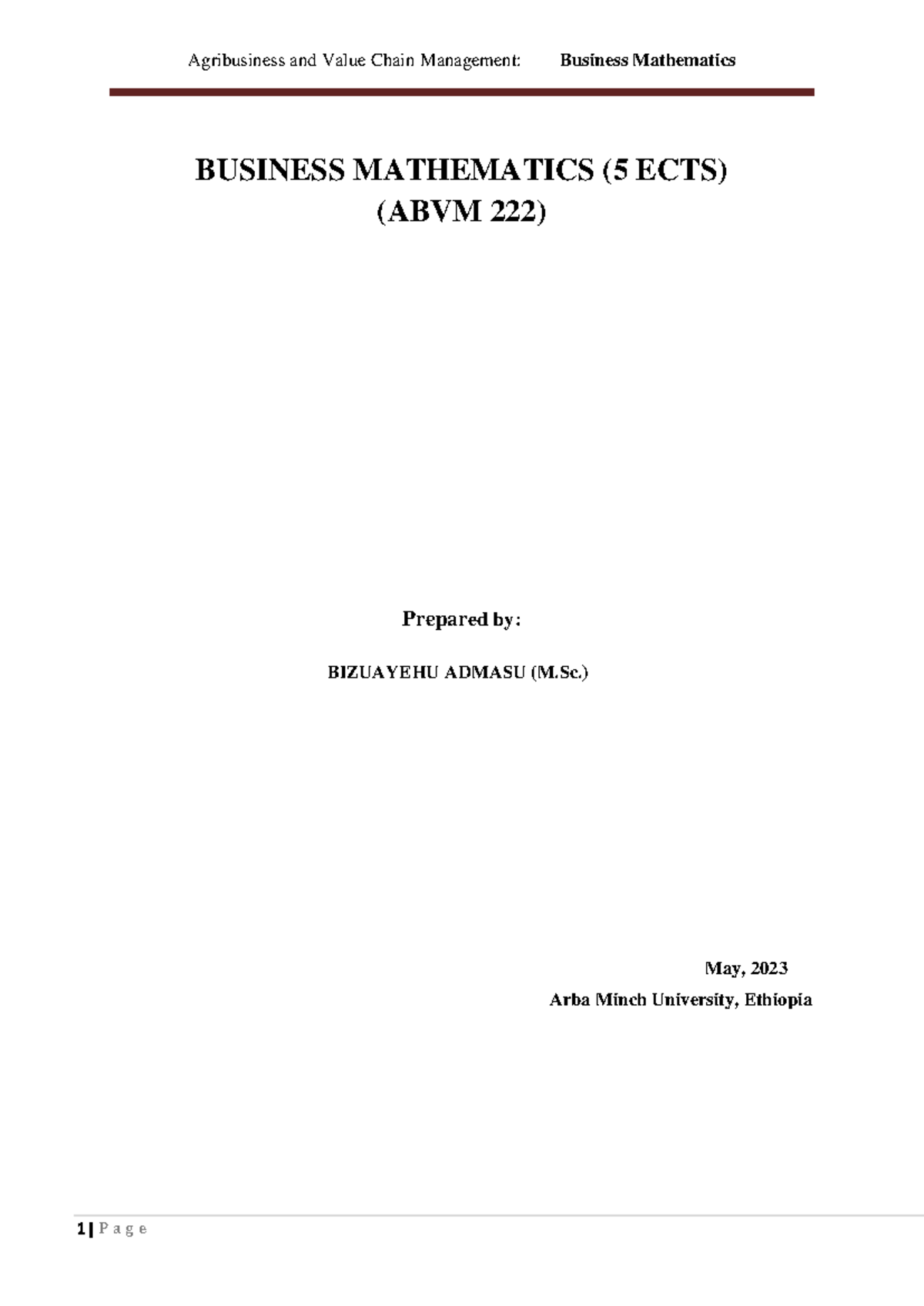 Business Mathematics Abvm 222 Chapter 1 Equations Applications