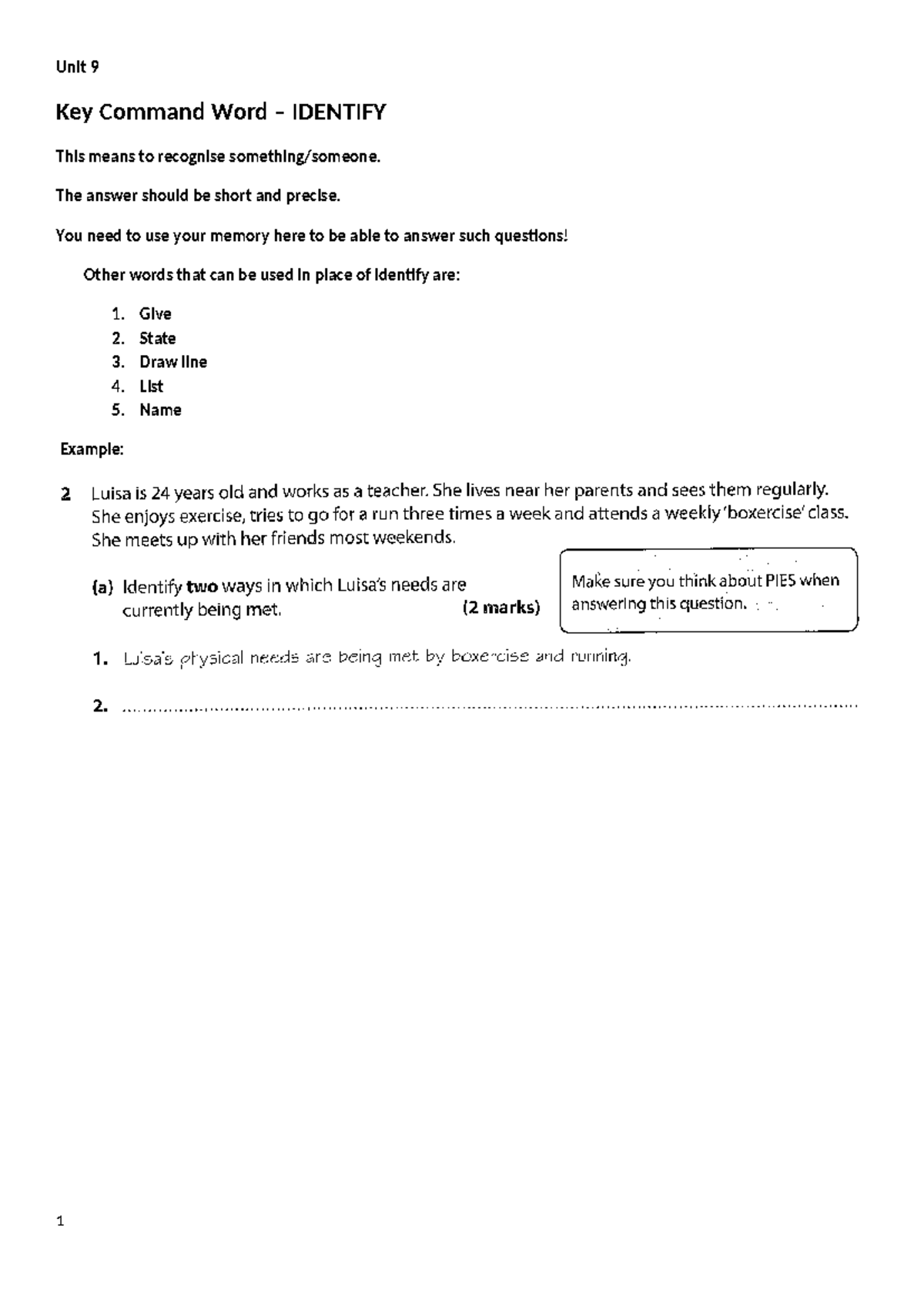 Identify Key Command Word exercises Booklet - Key Command Word ...