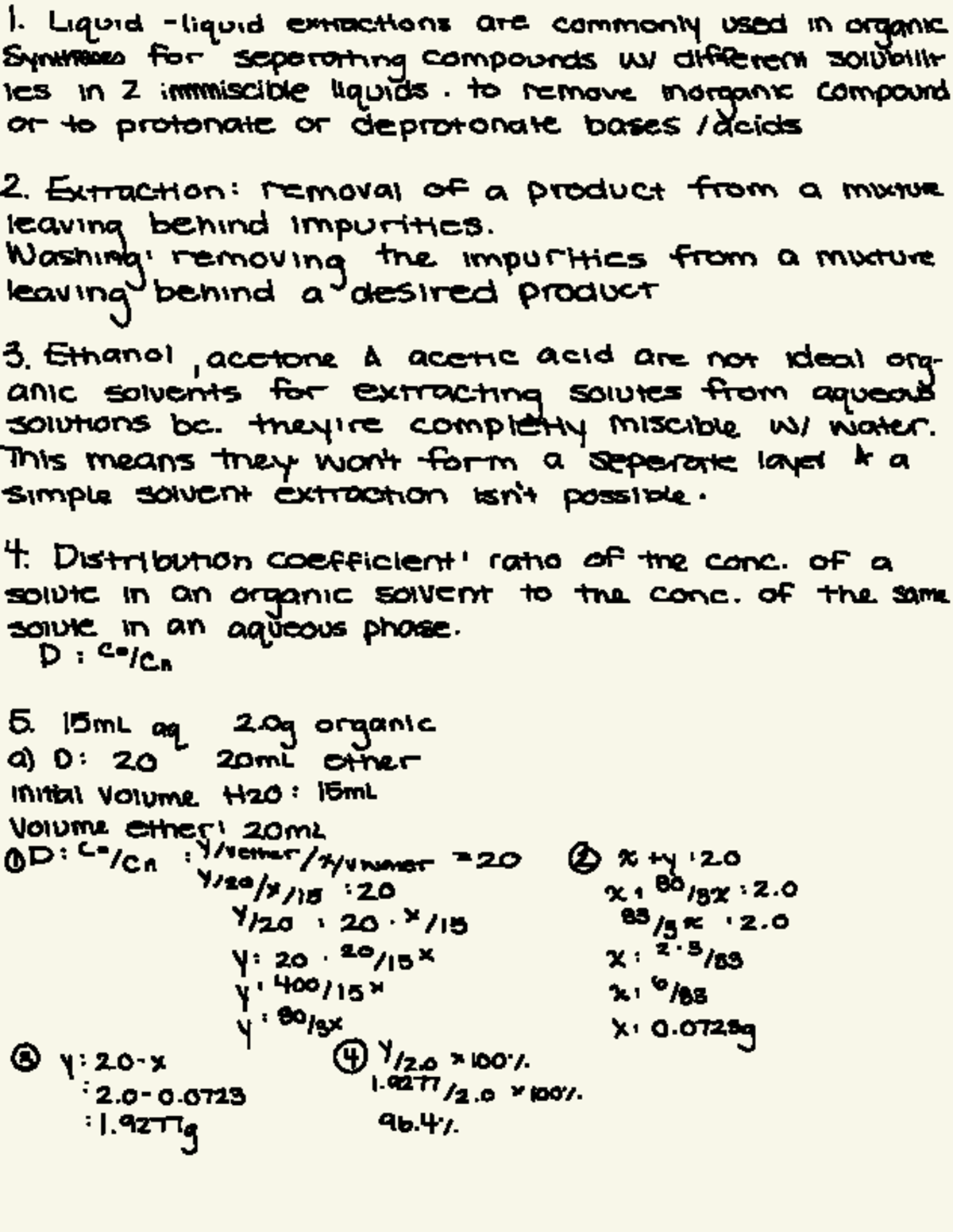 Dry Lab 4: Calculations for Organic Solvent Extractions - Studocu