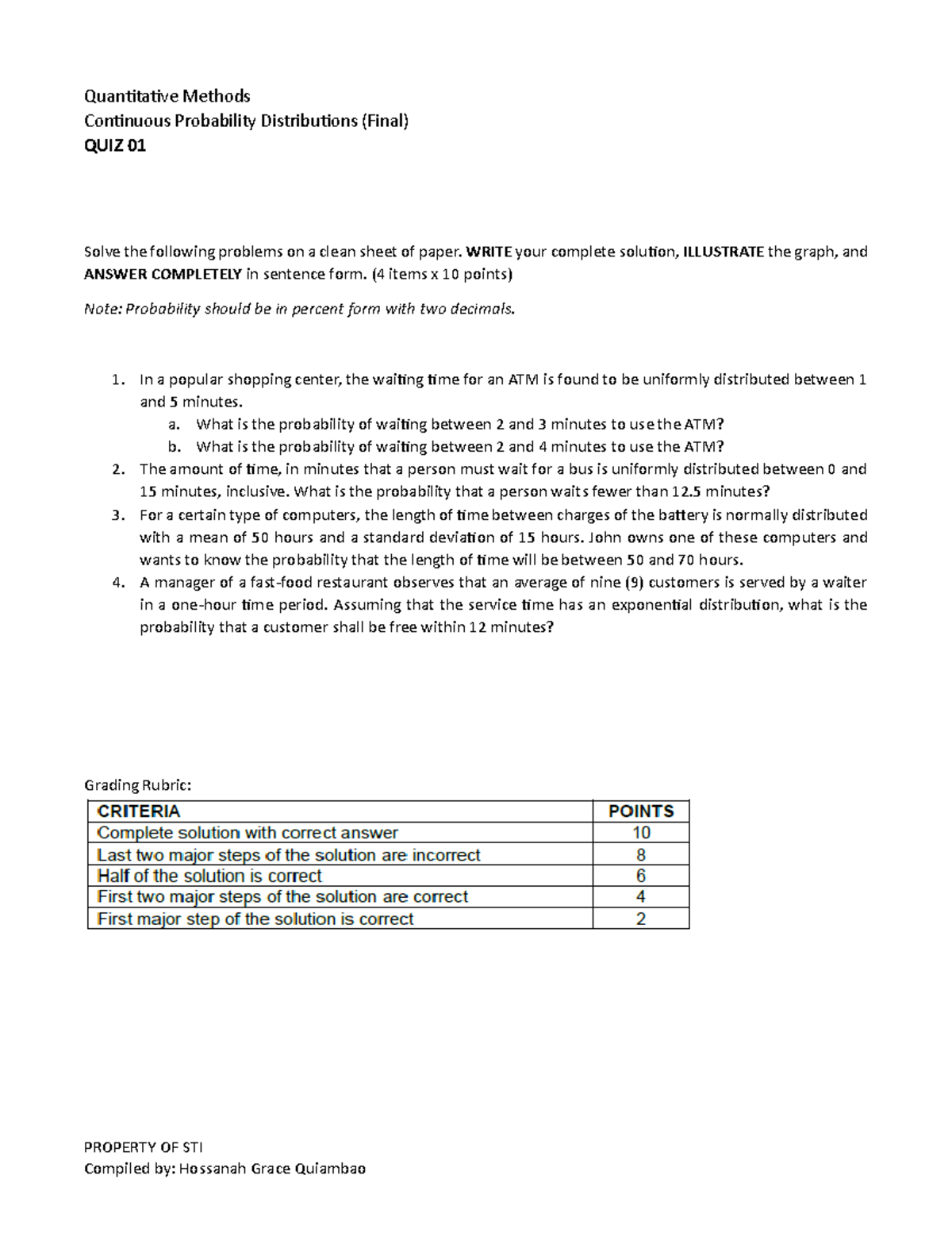 asdasdasda asdasd - PROPERTY OF STI Compiled by: Hossanah Grace ...