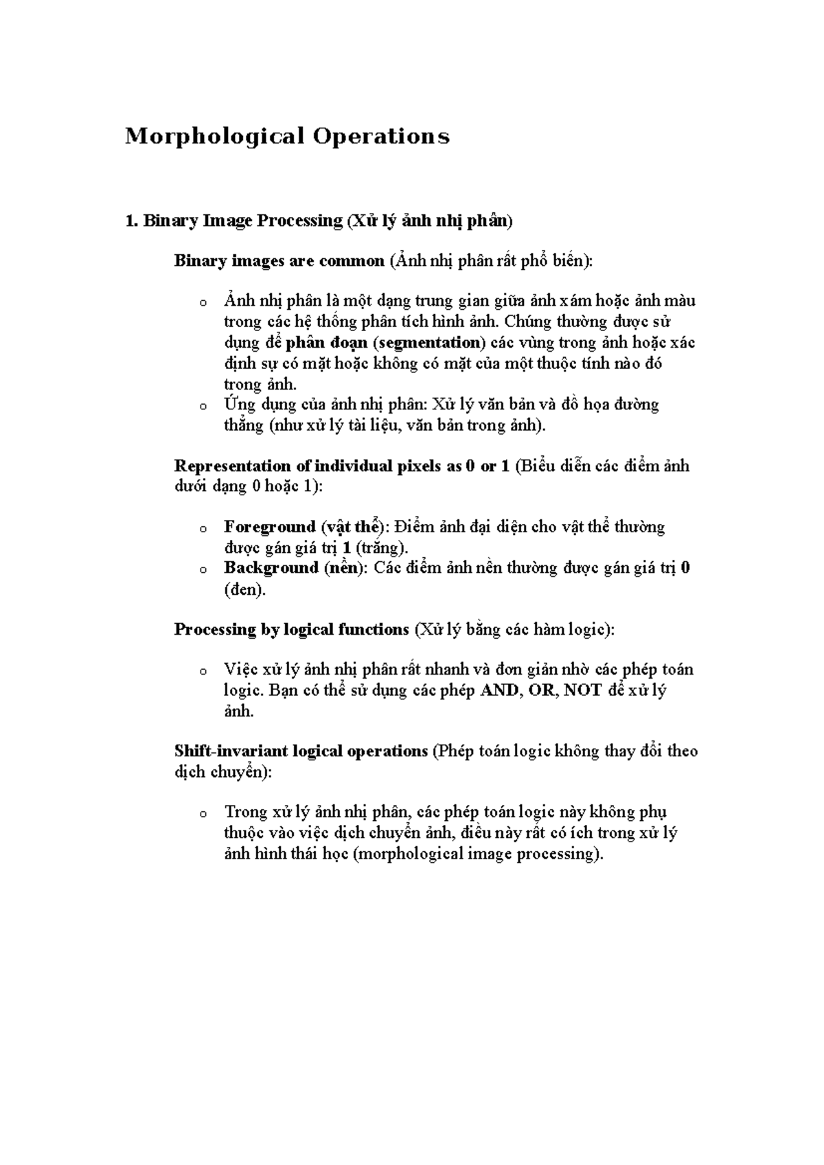 Morphological Operations in Binary Image Processing (Xử lý ảnh nhị phân ...