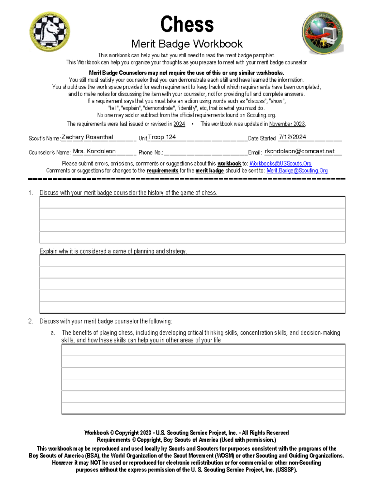 Chess-Workbook - aadsasf - Chess Merit Badge Workbook This workbook can ...