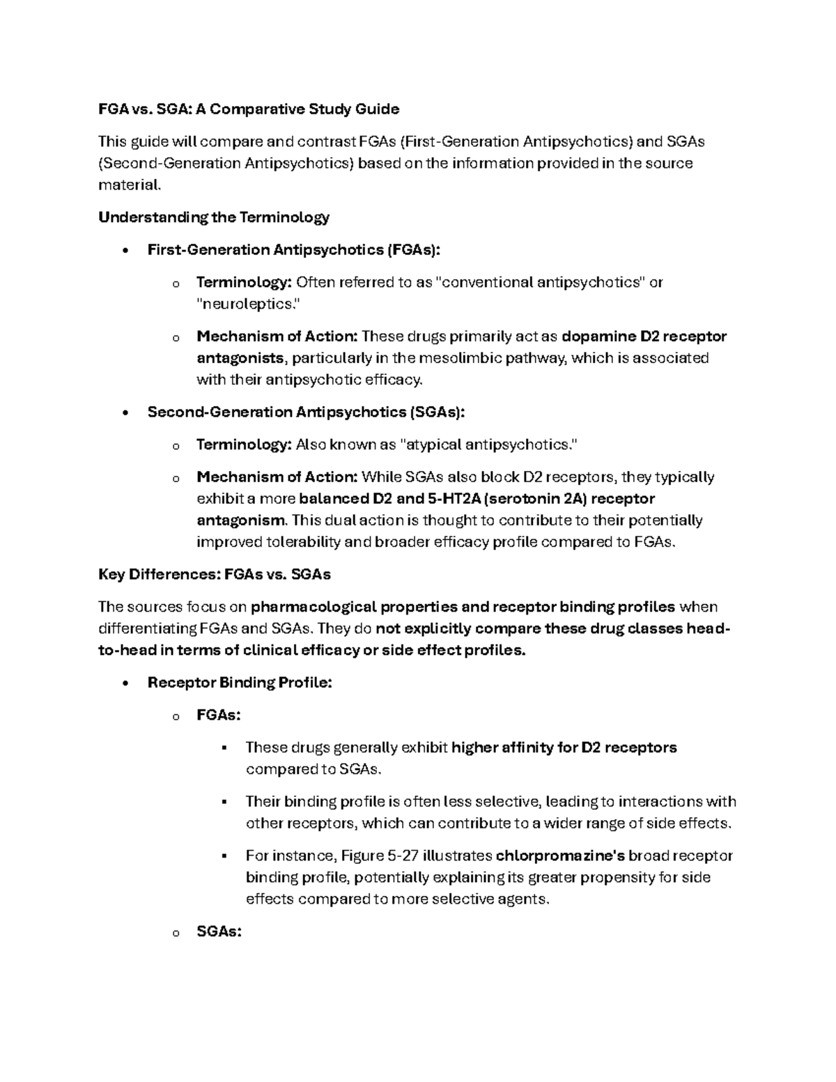 FGA vs SGA: A Comprehensive Comparative Study Guide - Studocu