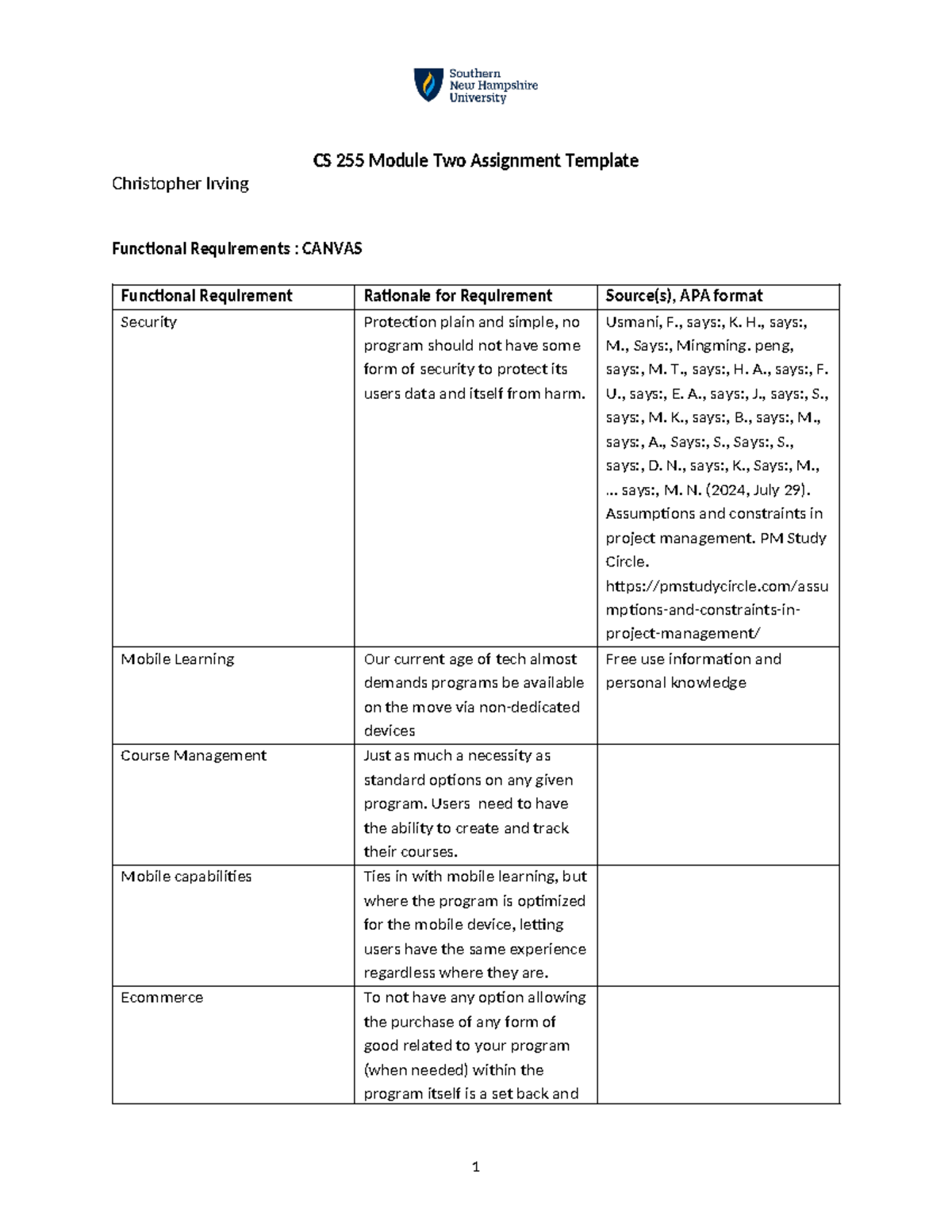 Cs 255 Module Two Assignment Template 1 Cs 255 Module Two