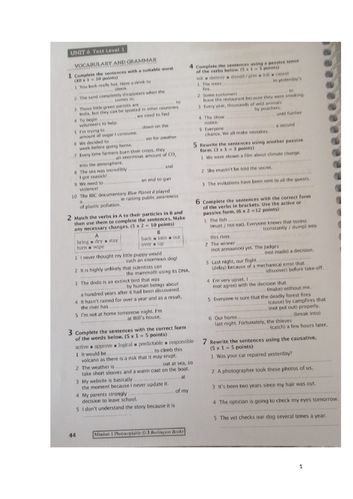 UNIT 6 & 7 Vocabulary and Grammar Test Review - Studocu