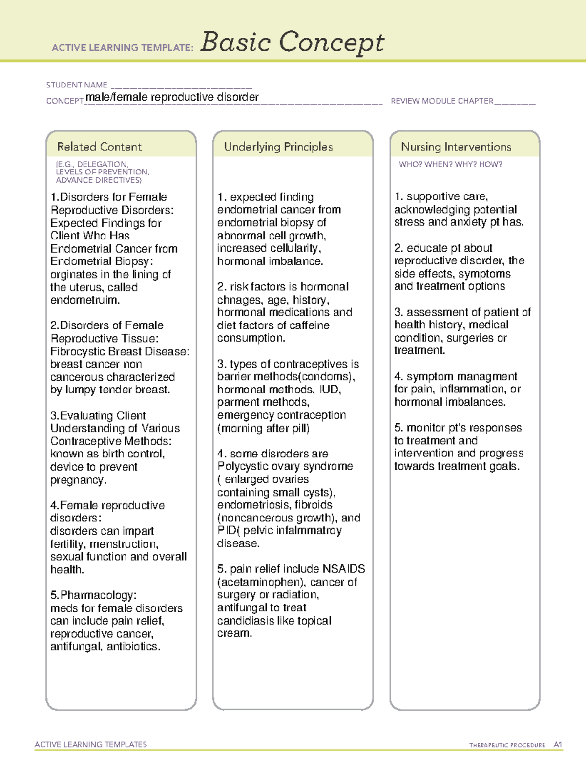 Active Learning Template for Therapeutic Procedure A - Nursing Review ...