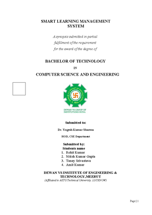 Project Report Format for B.Tech. (CSE) - Guidelines and Examples - Studocu