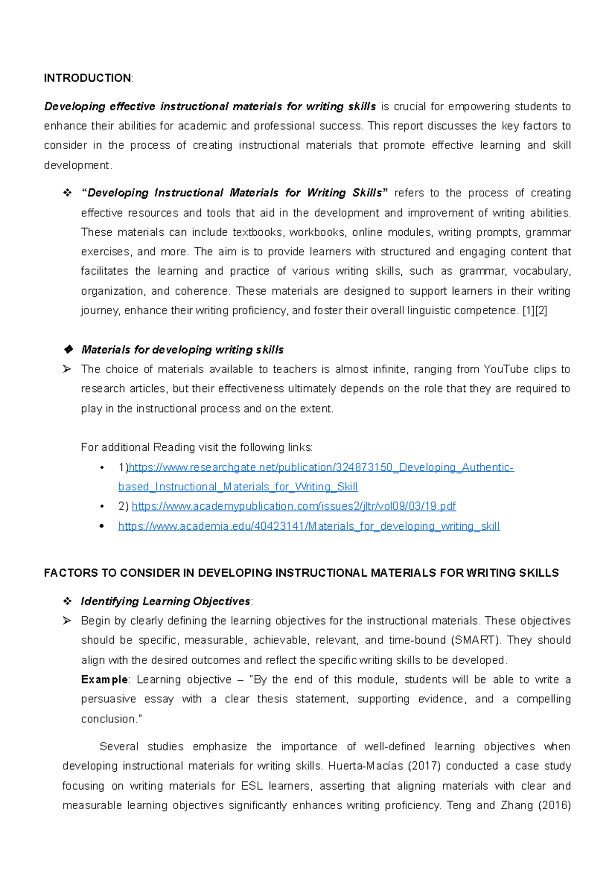 Effective Strategies for Developing Instructional Materials in Writing ...