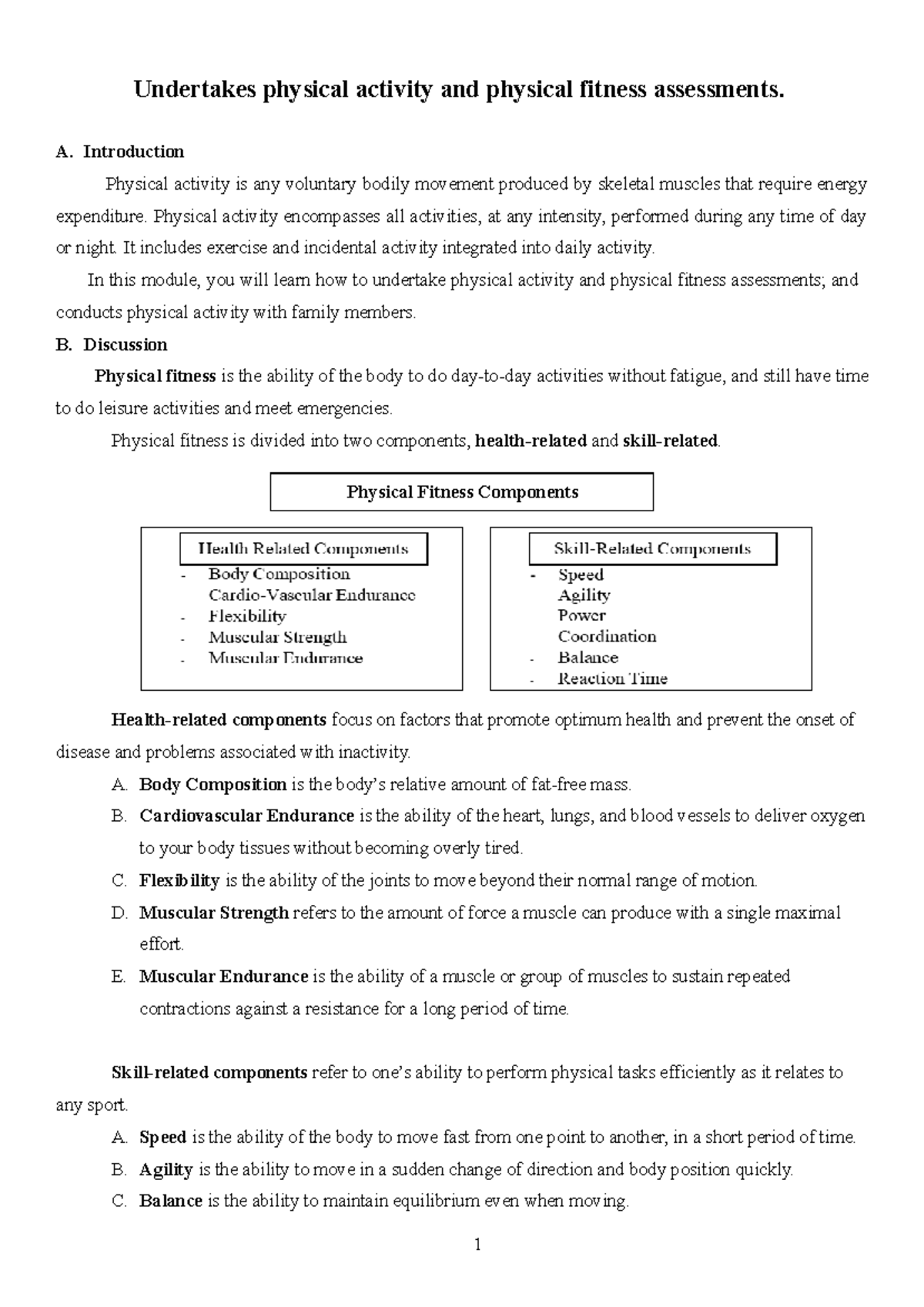 Physical Activity & Fitness Assessments: Procedures & Protocols - Studocu