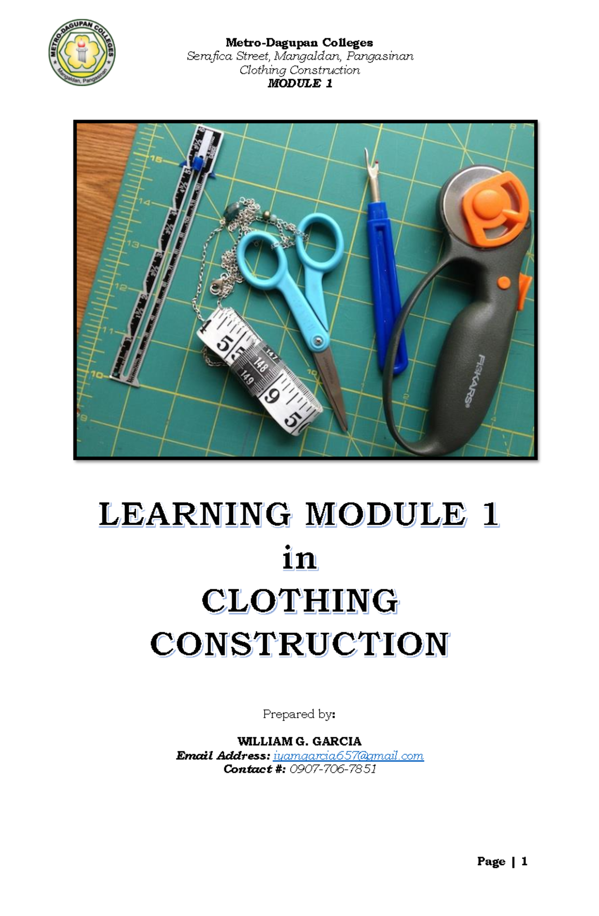 Clothing Construction Module 1 - Serafica Street, Mangaldan, Pangasinan ...
