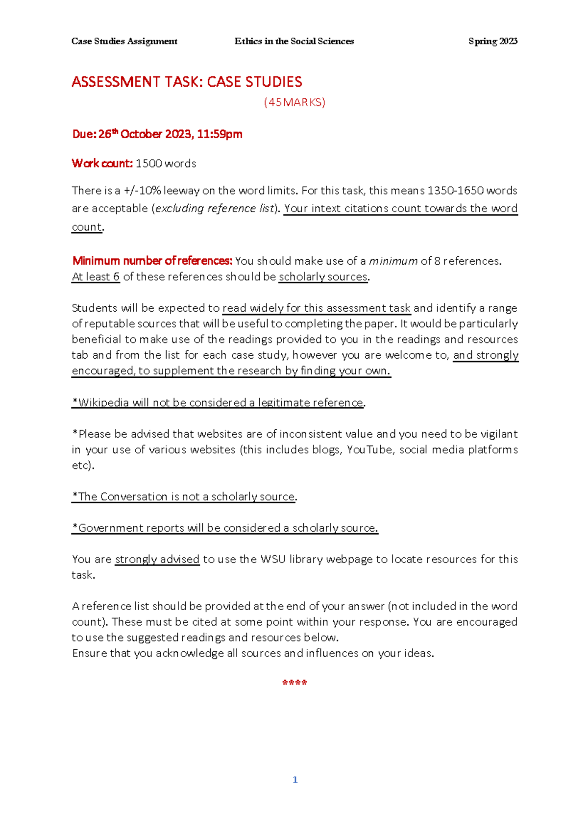 Assessment 3 - CASE Study 2023 - ASSESSMENT TASK: CASE STUDIES (45MARKS) Due: 2 6 th October 202 ...