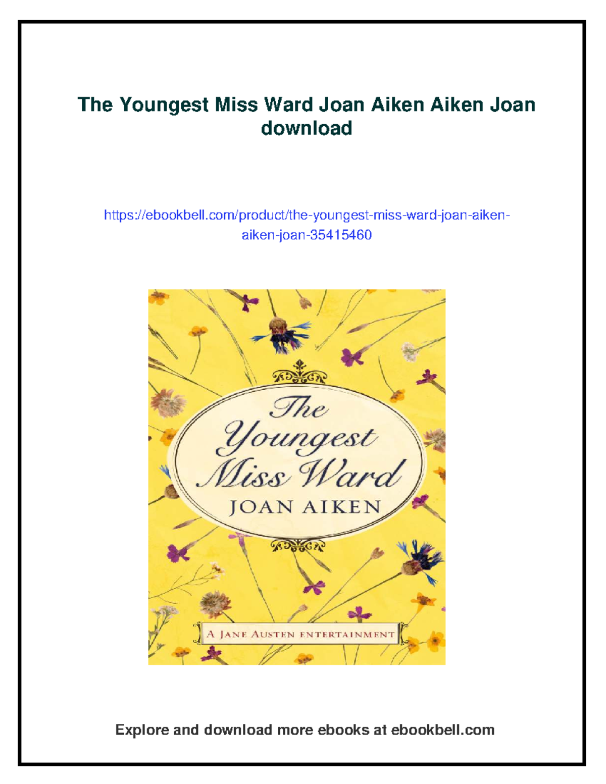 The Youngest Miss Ward: An Exploration of Joan Aiken's Works - Studocu