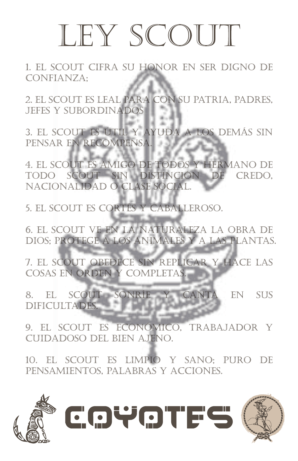 Ley scout - el scout cifra su honor en ser digno de confianza; el scout ...